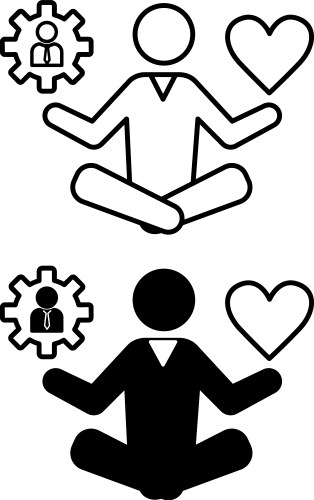 Reduce stress icons black and white Royalty Free Vector