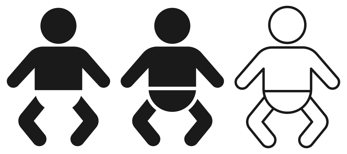 Baby icon changing diapers sign Royalty Free Vector Image