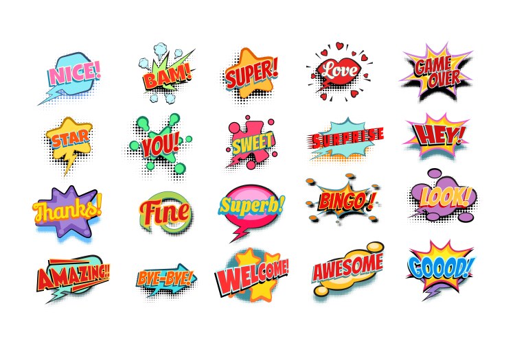 Fine comic word Royalty Free Vector Image - VectorStock