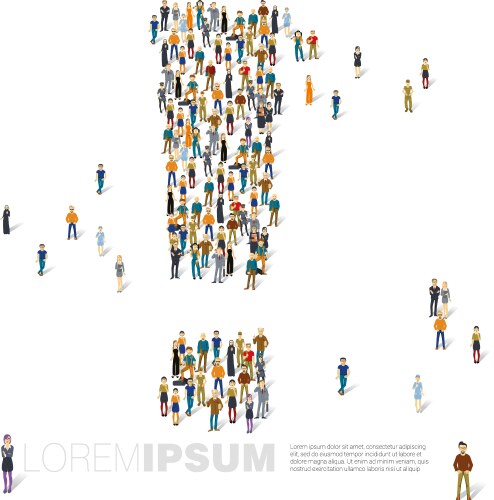Big people crowd forming number two 2 shape Vector Image