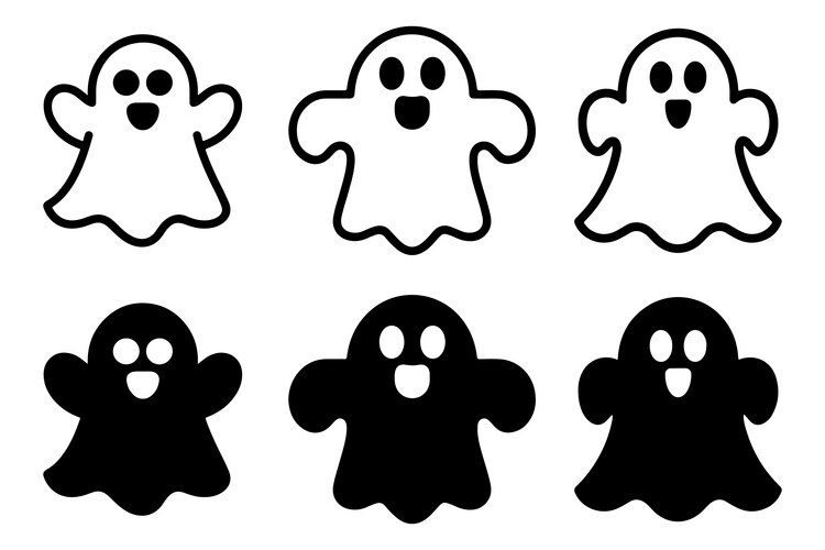 Halloween Ghost Cartoon Clip Art Black and White Vector Images (over 3,500)