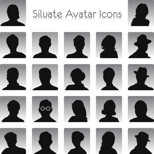 Human Face Vector Front Front And Side View Silhouette Of A Man Head.