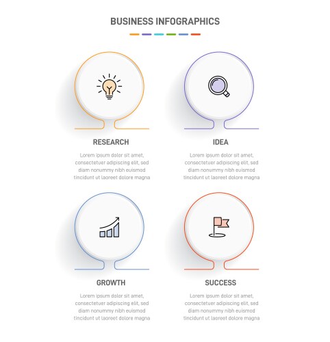 4 clean infographic design shaped elements Vector Image