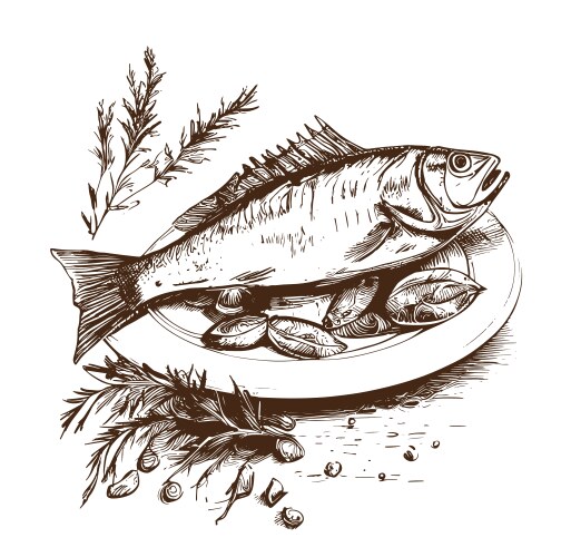 Grill sketch hand drawn in doodle style Royalty Free Vector