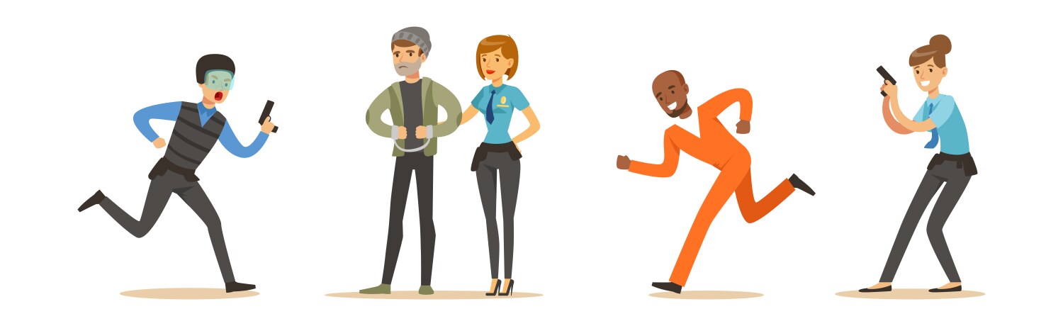 Man criminals and bandit character commit crime Vector Image