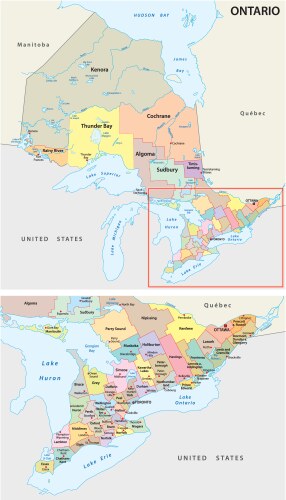 Map of Ontario Cities Vector Images (over 330)