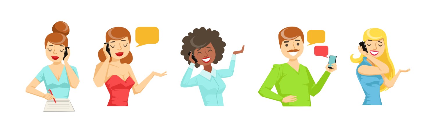 People character speaking phone having call Vector Image