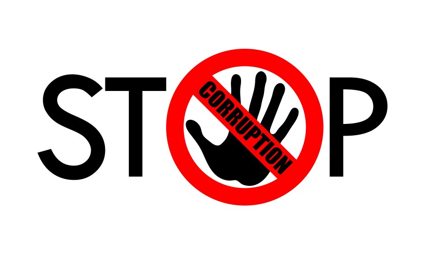 No corruption sign day with hand businessman Vector Image