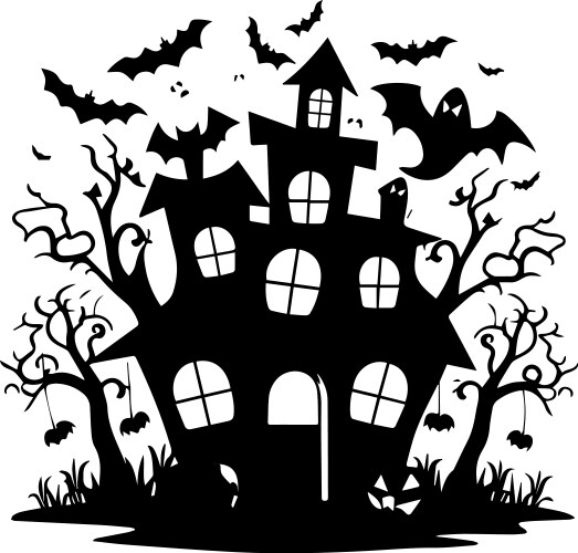 A creepy halloween ghost house design Royalty Free Vector