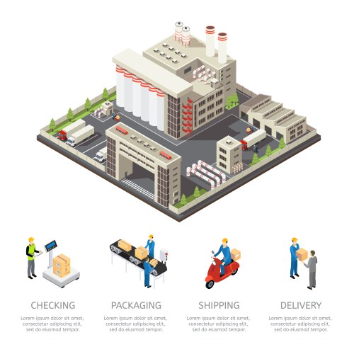 Industrial building and factory architecture Vector Image