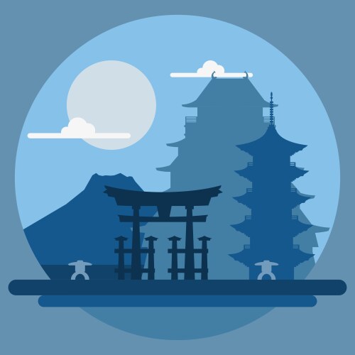Flat design landscape of japan Royalty Free Vector Image
