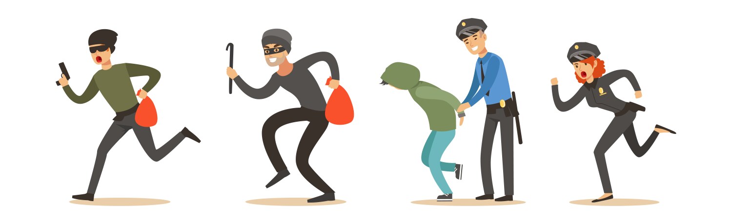 Man criminals and bandit character commit crime Vector Image
