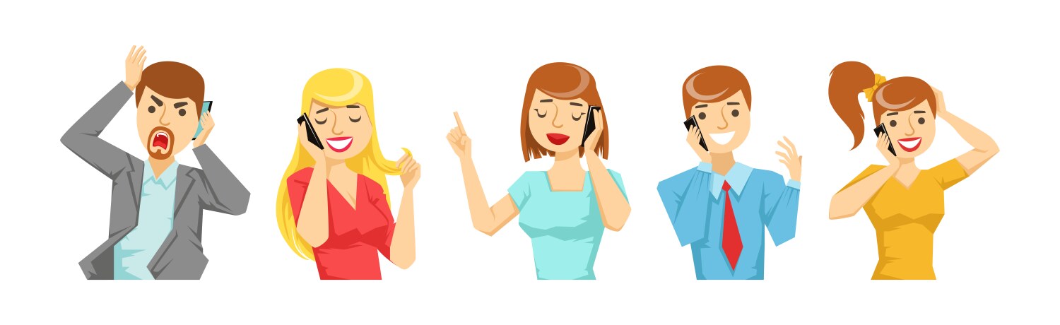 People character speaking phone having call Vector Image