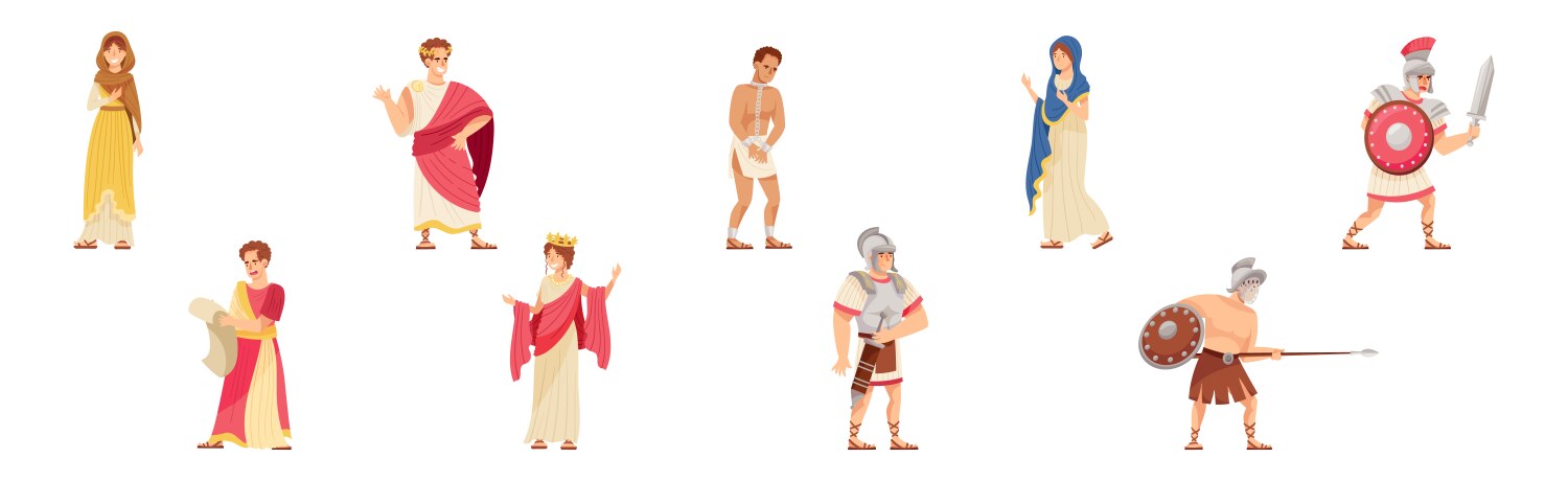 Ancient roman people character in traditional Vector Image