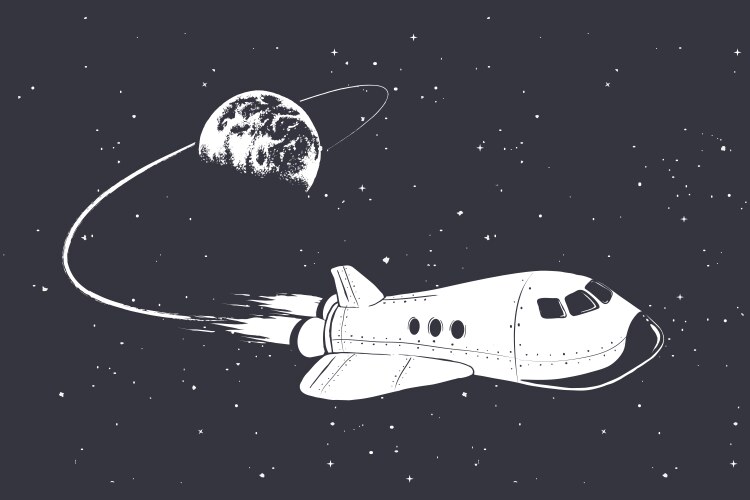 Astronaut flies from planet Royalty Free Vector Image
