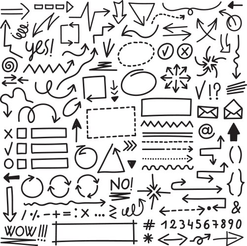 Hand drawn arrow marks set Royalty Free Vector Image