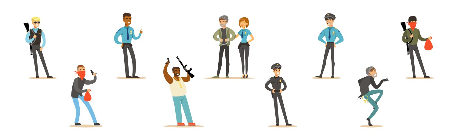 Man criminals and bandit character commit crime Vector Image