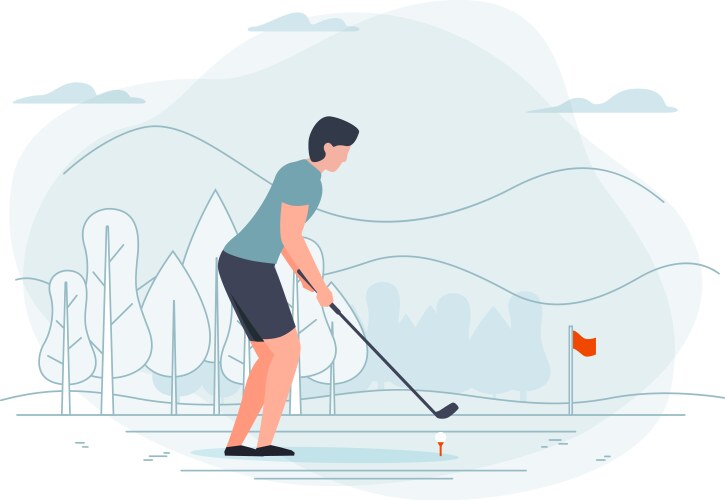 Man athletic practicing golf playing Royalty Free Vector