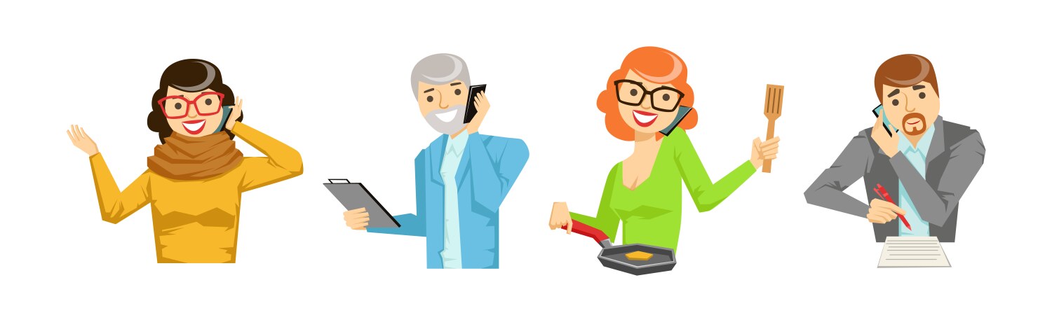 People character speaking phone having call Vector Image