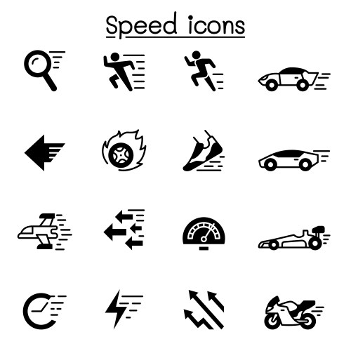 Speed icon set in thin line style Royalty Free Vector Image