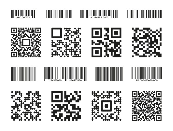 Barcodes supermarket scan code bars and qr codes Vector Image