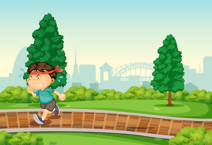 Park landscape with running track environment Vector Image