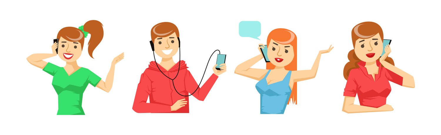 People character speaking phone having call Vector Image
