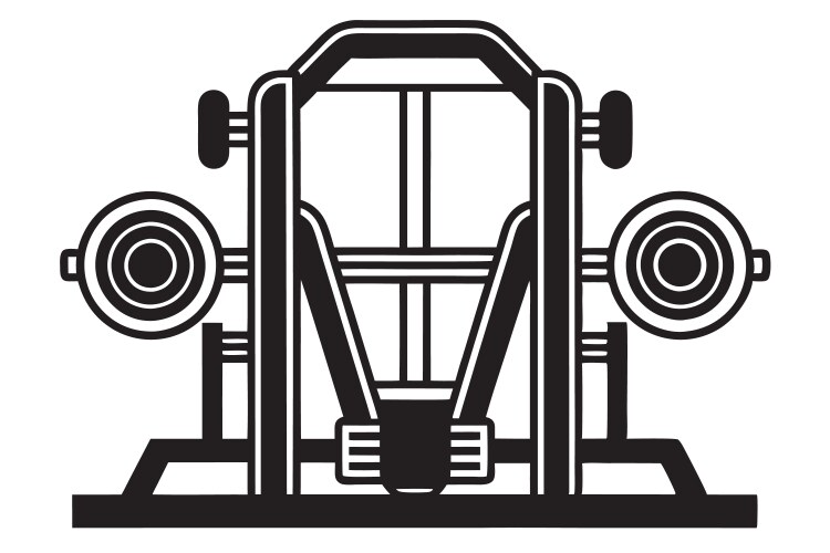 Chest press machine line art silhouette Royalty Free Vector