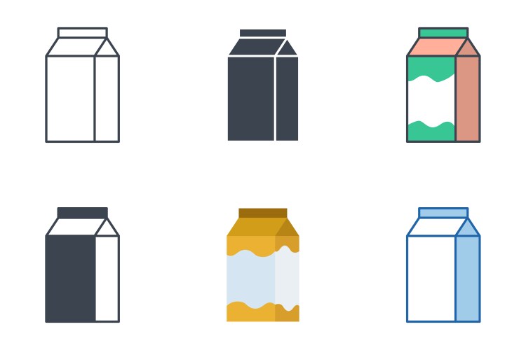 Milk bottle icons with different styles Royalty Free Vector