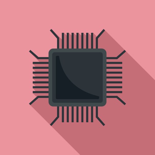 Nanotechnology Pc Microchip Icon Flat Isolated Vector Image