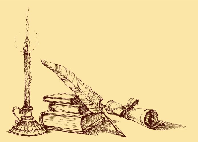 Paper scroll and books Royalty Free Vector Image