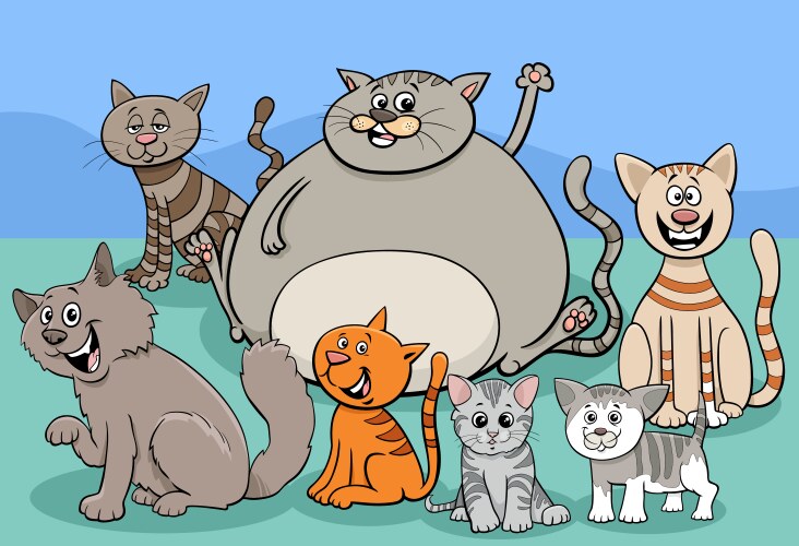 Cats animal characters at home cartoon Royalty Free Vector