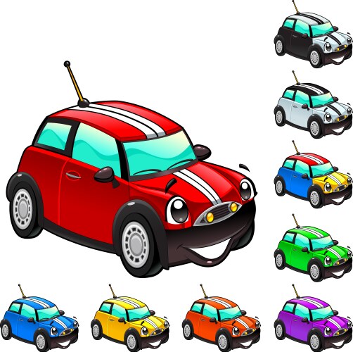 Funny vehicles cartoon and isolated characters Vector Image