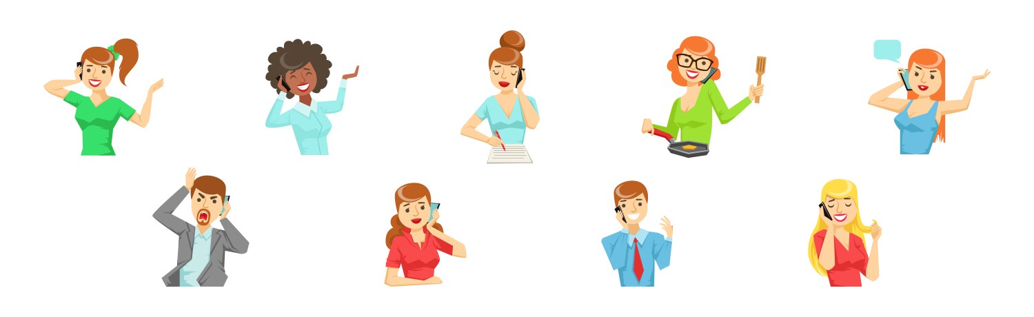 People character speaking phone having call Vector Image