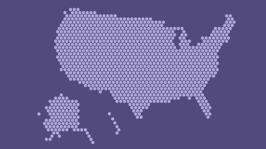 Hexagonal USA Pixel Map Royalty Free Vector Image