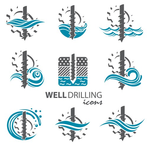 Well drilling banners set Royalty Free Vector Image