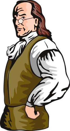 Ben franklin sitting retro Royalty Free Vector Image