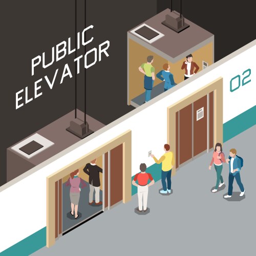 Elevators realistic composition Royalty Free Vector Image