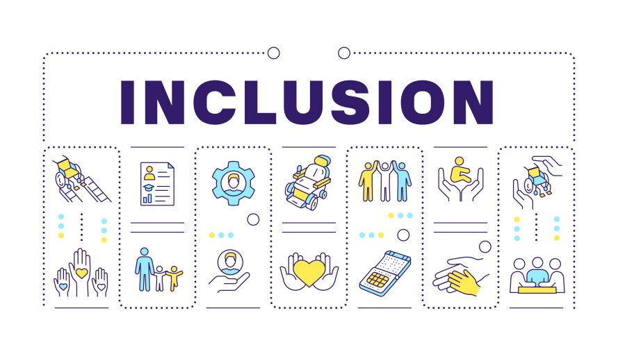 Inclusion purple word concept Royalty Free Vector Image