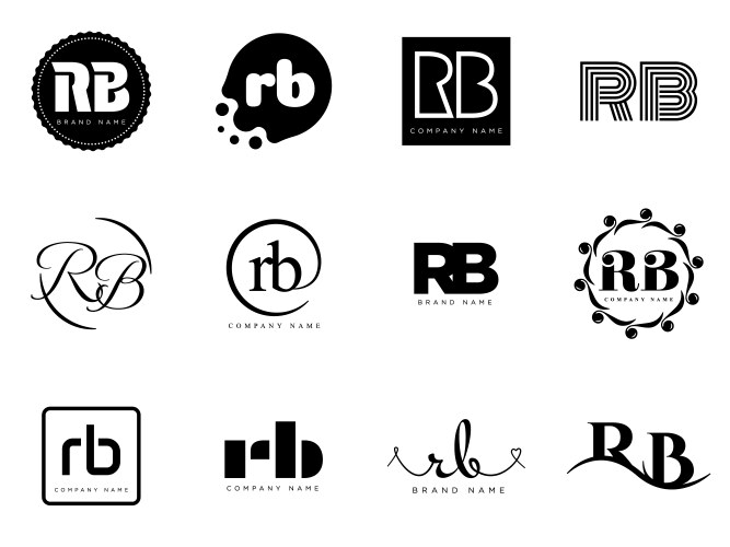 Rb logo company template letter r and b logotype Vector Image