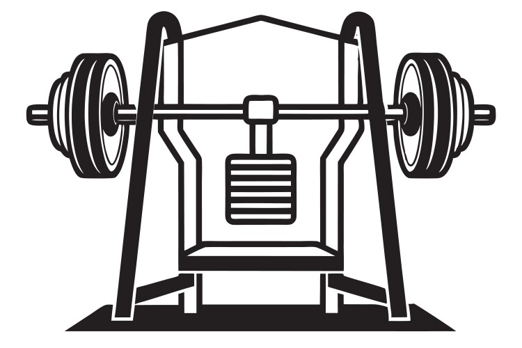 Chest press machine line art silhouette Royalty Free Vector