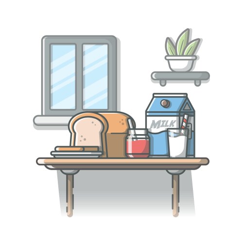 Breakfast time cartoon Royalty Free Vector Image