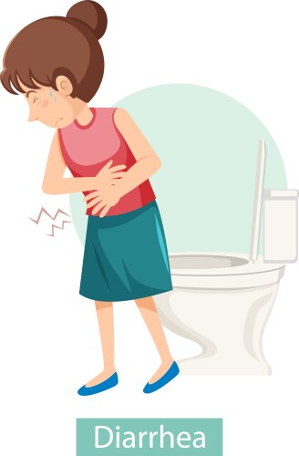 Cute girl sitting toilet seat with diarrhea Vector Image