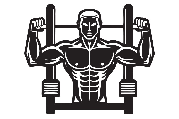 Chest press machine line art silhouette Royalty Free Vector