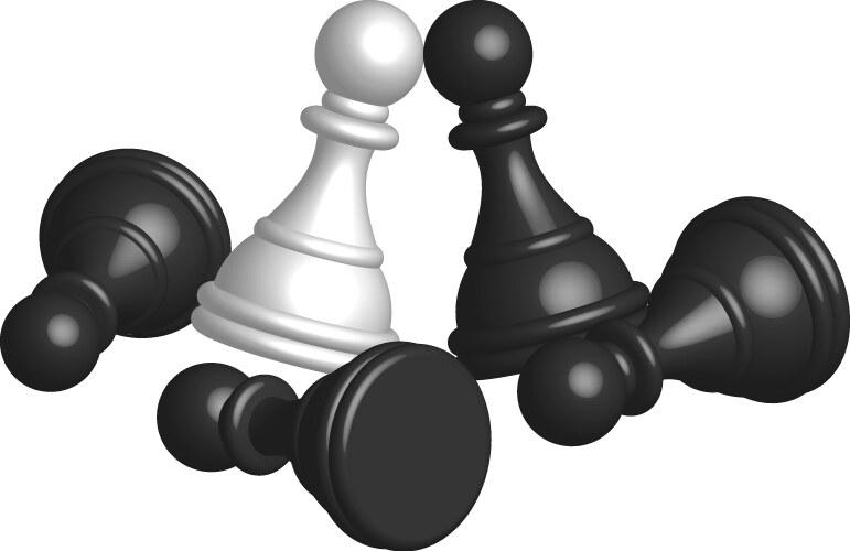 3d realistic white black and wooden pawn Vector Image