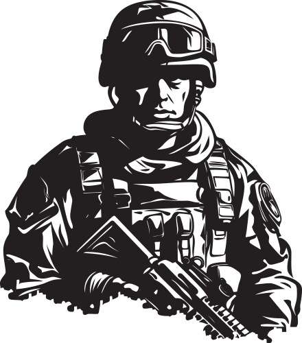 Armed defender elegant soldier holding gun Vector Image