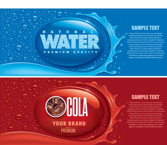 Water packaging label with many drops Royalty Free Vector