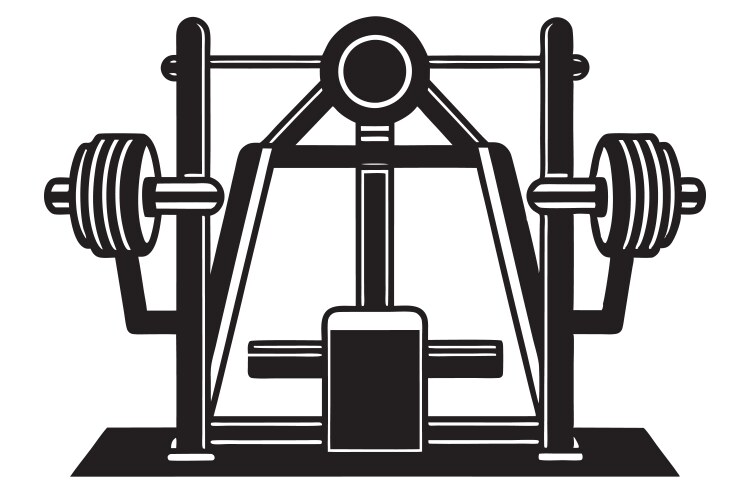 Chest press machine line art silhouette Royalty Free Vector