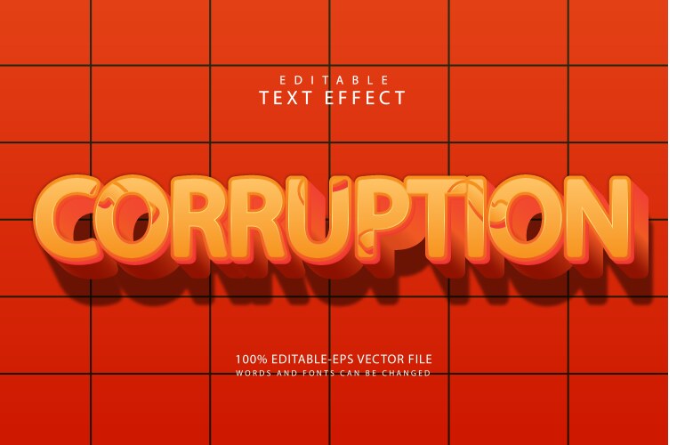 Stop corruption editable text effect 3 dimension Vector Image