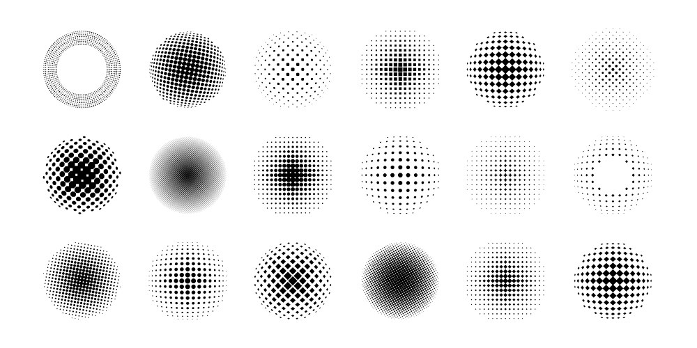 Circle halftone abstract dotted circles round Vector Image